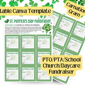 St. Patrick's Day Carnation Flower Gram, School Daycare Fundraiser PTA ...
