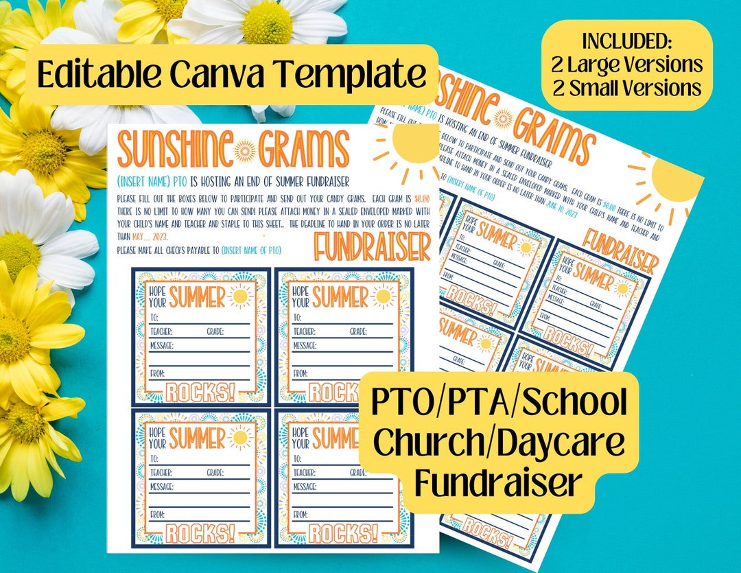 Sunshine Summer Candy Gram, School Daycare Fundraiser PTA PTO Nonprofit ...