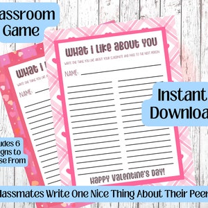 Valentine's Day Printable Classroom Game, School Party Games for Kids ...