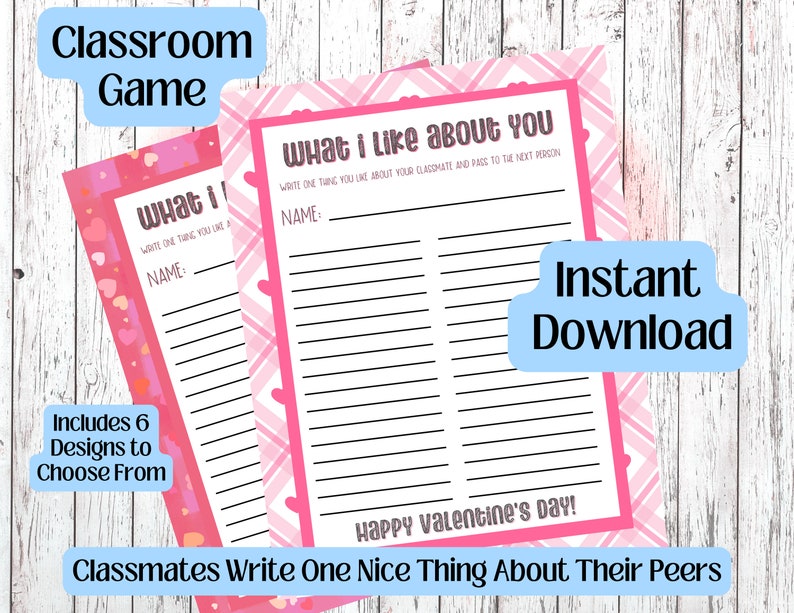 Valentine's Day Printable Classroom Game, School Party Games for Kids ...