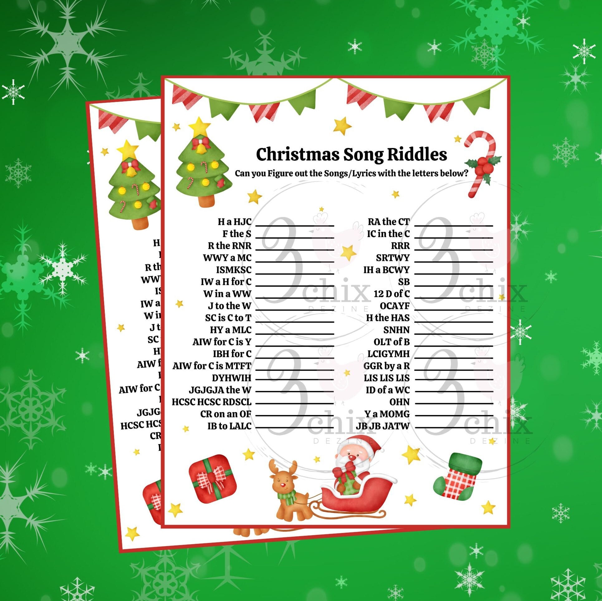 Christmas Carol Song Game, Letter Riddle, Carol Finish the Lyric Game ...