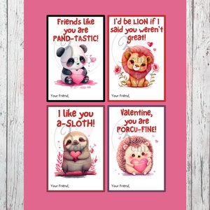 Cute Animal Kids Valentines, School Valentines, Class Valentines ...