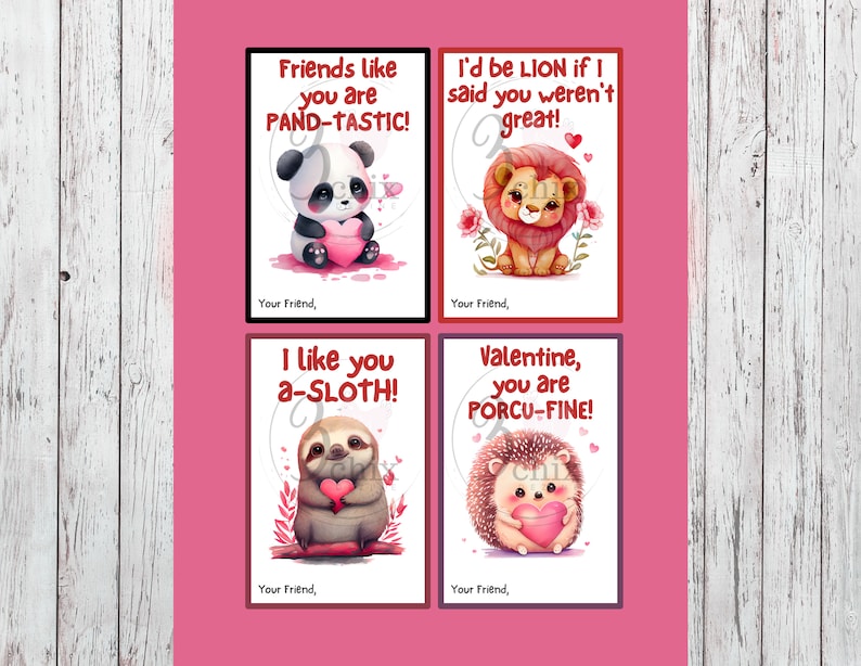 Cute Animal Kids Valentines, School Valentines, Class Valentines ...