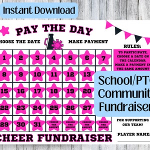 Pay the Day Cheer Team Fundraiser | Cash Calendar | School PTO ...