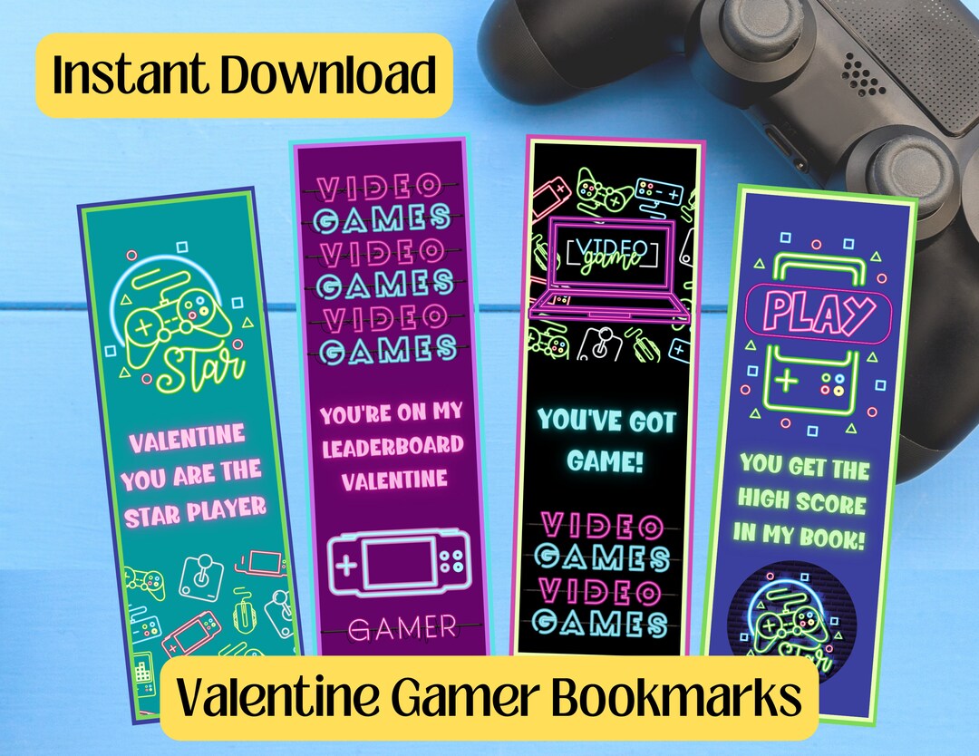 Gamer Valentine's Day Bookmarks, Valentine Printable Bookmarks, School ...