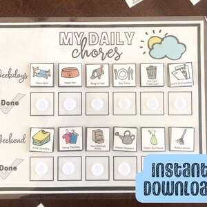 Chore Chart for Kids | Responsibility Chart | Home School Kids Routine ...