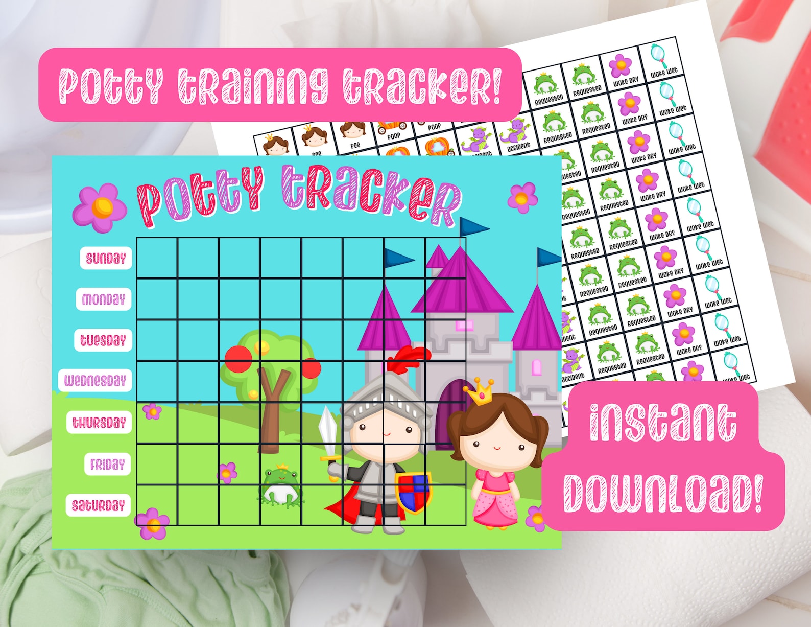 Princess Potty Training Chart | Toddler Potty Chart | Responsibility ...