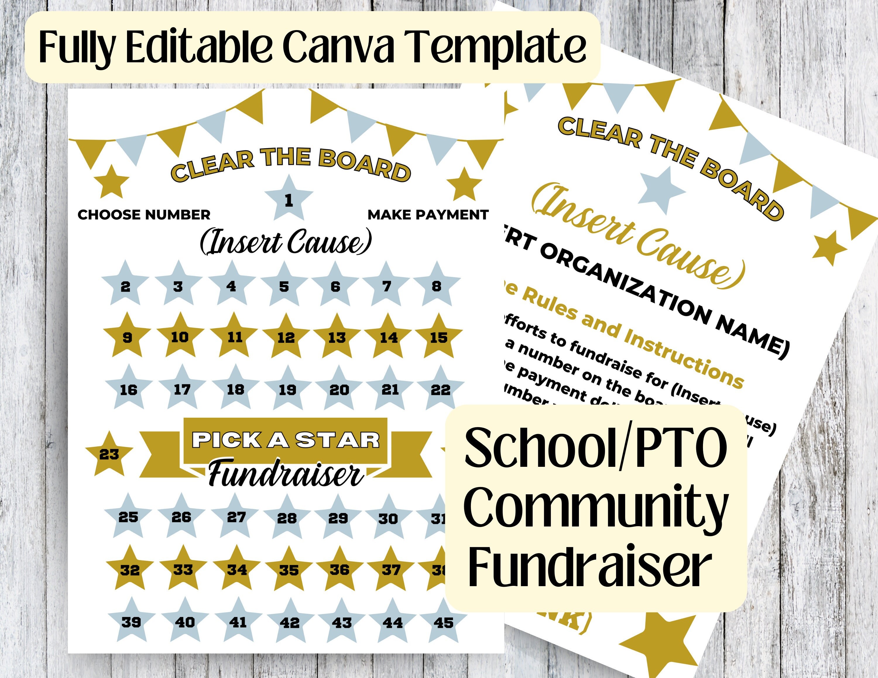 Star Fundraiser Clear the Board | Pick A Date to Donate | Black Out My ...