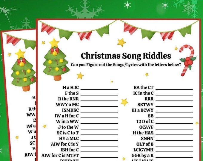Christmas Carol Song Game, Letter Riddle, Carol Finish the Lyric Game ...