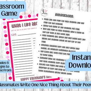 Valentine's Day Printable Classroom Game, School Party Games for Kids ...