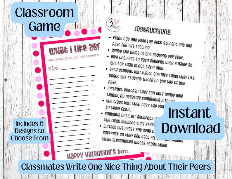 Valentine's Day Printable Classroom Game, School Party Games for Kids ...