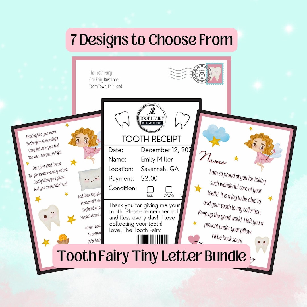 Tooth Fairy Editable Canva Template, Tooth Fairy Letter, Poem, Receipt ...