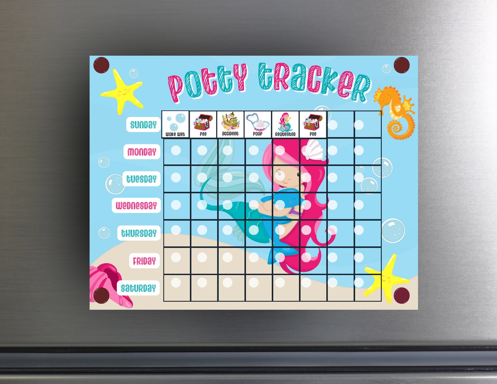 Printable Mermaid Potty Tracker Toddler Chart Potty Training Toileting ...