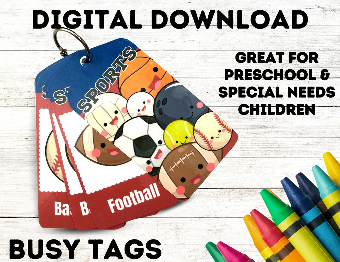Sports Busy Tags | Pre-school Cards | Autism Resources | Special Needs ...