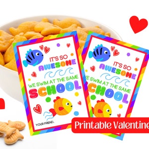 Gold Fish Cute Adorable Printable Valentine Cards, School Valentines ...