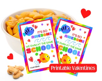 Gold Fish Cute Adorable Printable Valentine Cards, School Valentines ...