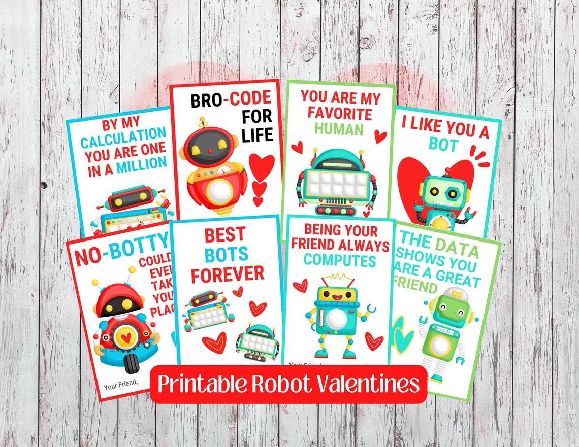 Robot Kids Valentines, School Valentine, Classroom Valentines, Class ...