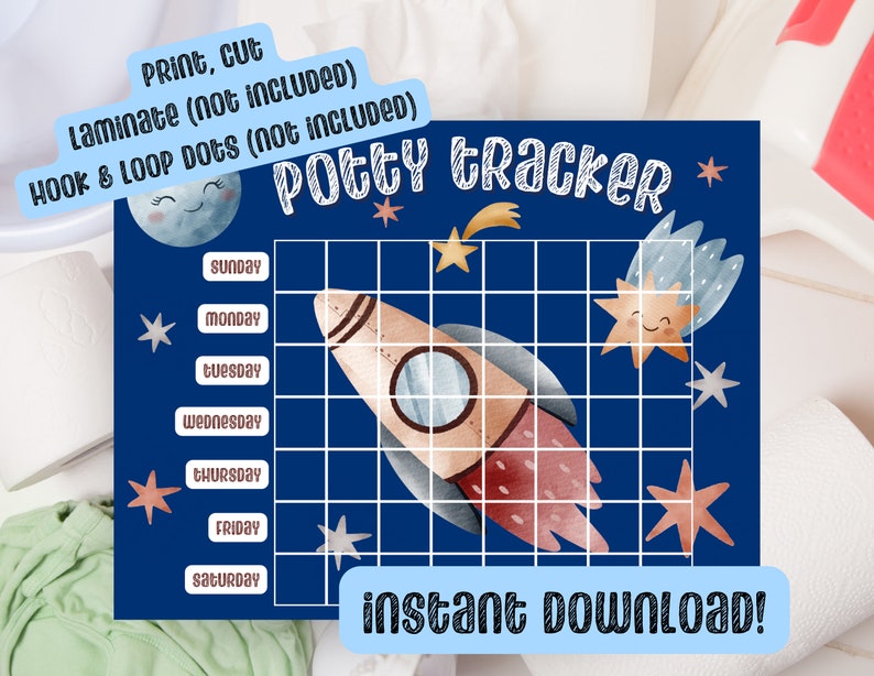 Potty Training Chart Outer Space | Toddler Potty Chart | Responsibility ...