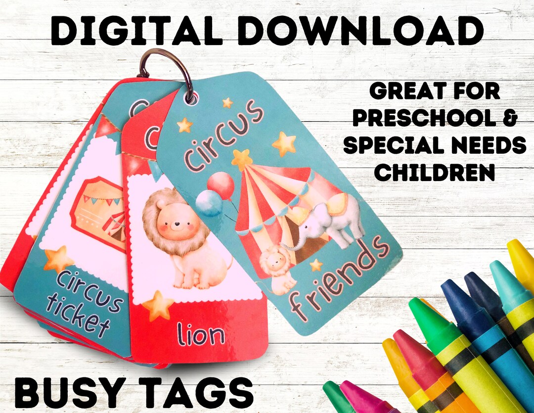 Circus Busy Tags | Pre-school Cards | Autism Resources | Special Needs ...