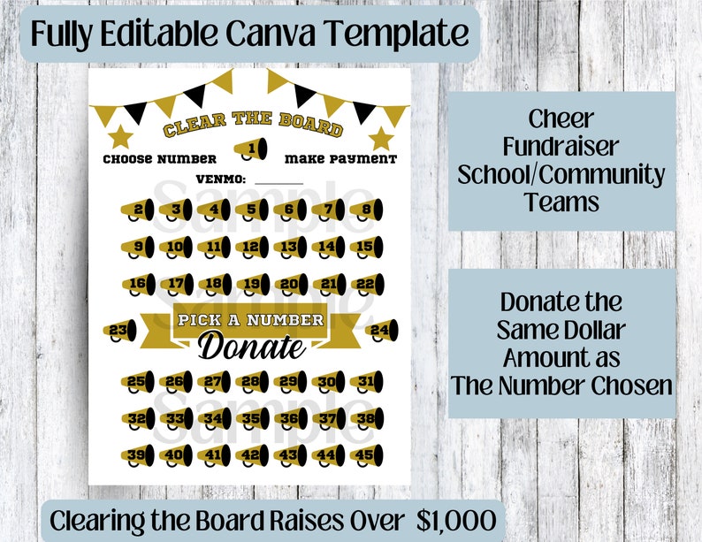 Cheer Fundraiser Clear the Board Pick A Date to Donate Black Out My ...