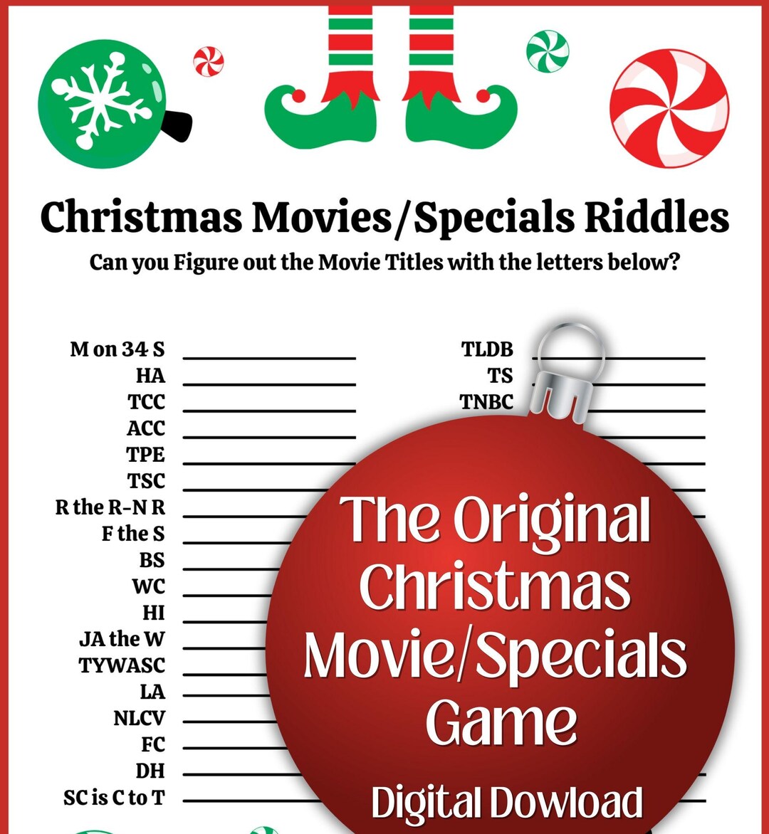 Christmas Movie Game, Letter Riddle, Guess the Christmas Movie Game ...