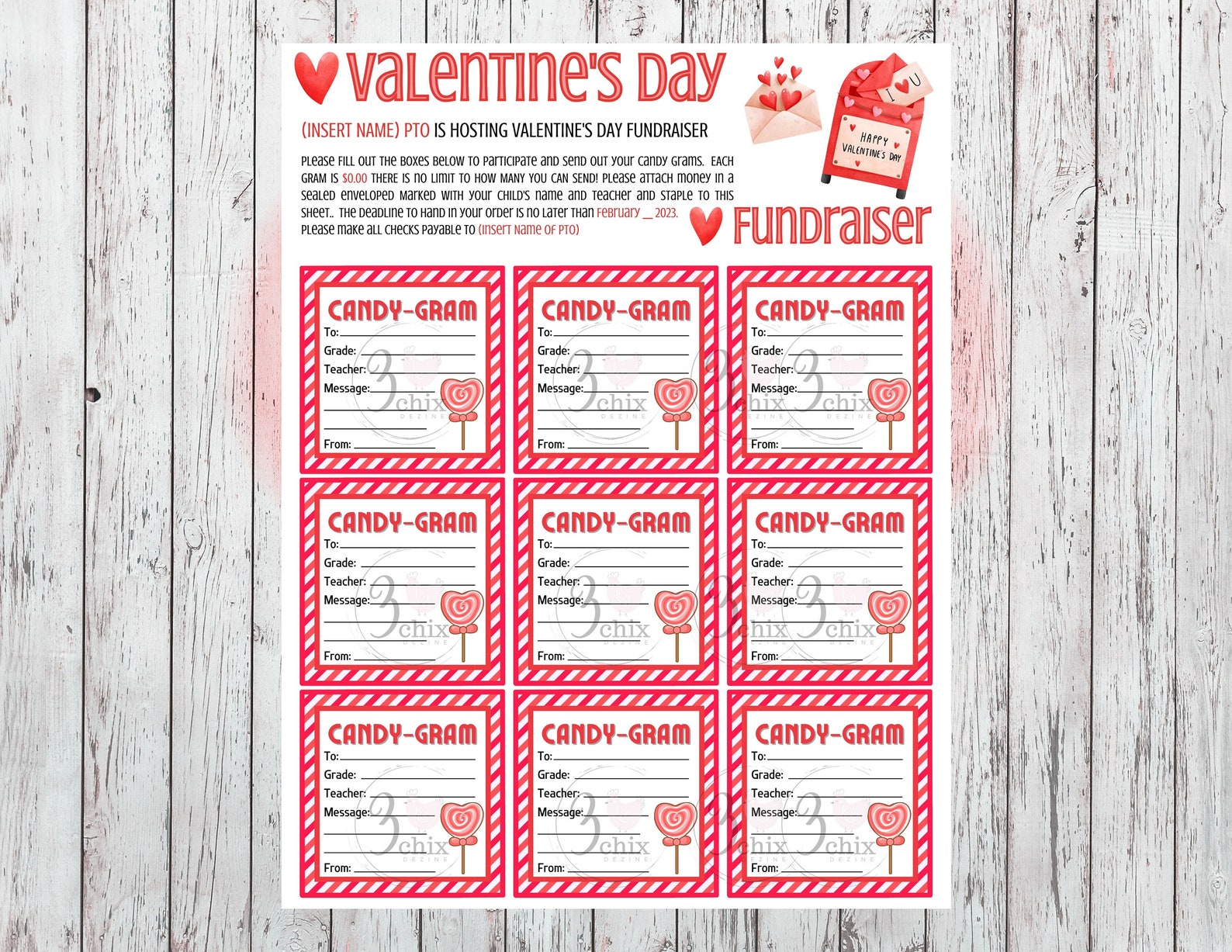 Valentine's Day Candy Gram School Daycare Fundraiser PTA - Etsy