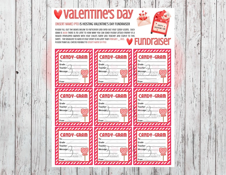 Valentine's Day Candy Gram School Daycare Fundraiser PTA - Etsy