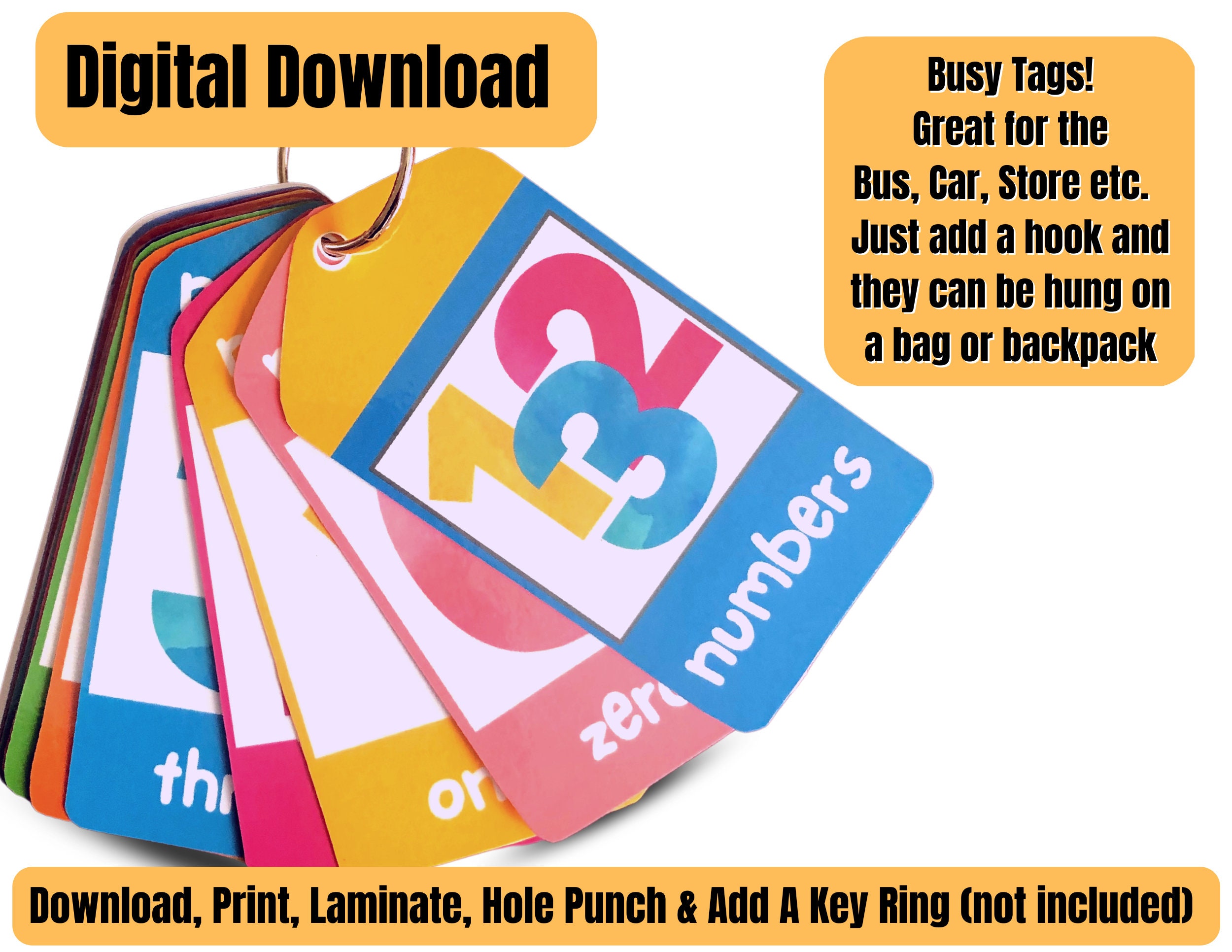 Numbers Busy Tags Pre-school Cards Autism Resources Special Needs ...