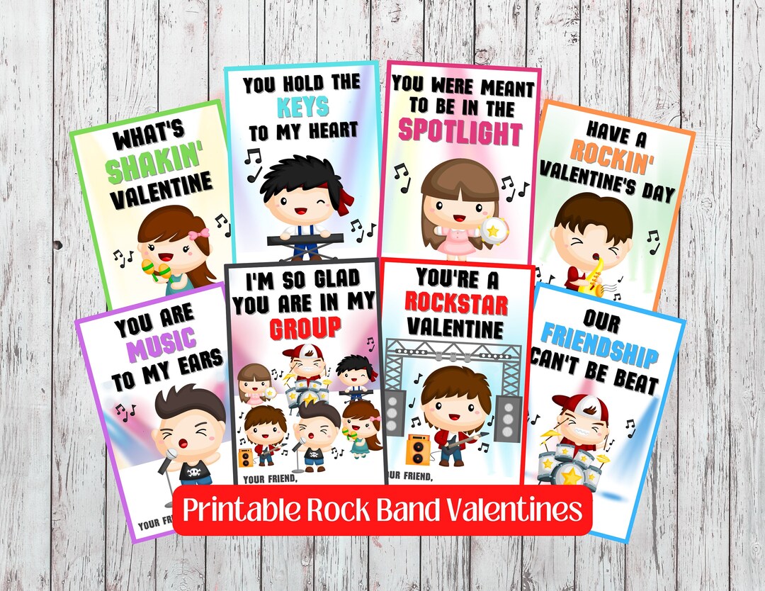 Rock Star Kids Valentines, School Valentine, Classroom Valentines ...