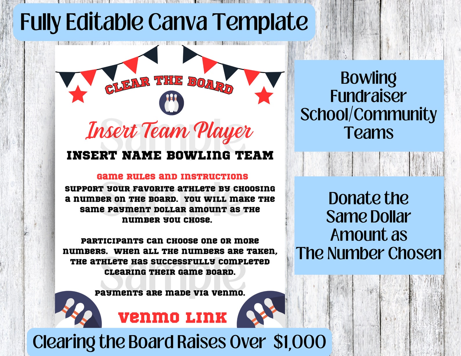 Bowling Fundraiser Clear the Board | Pick A Date to Donate | Black Out ...