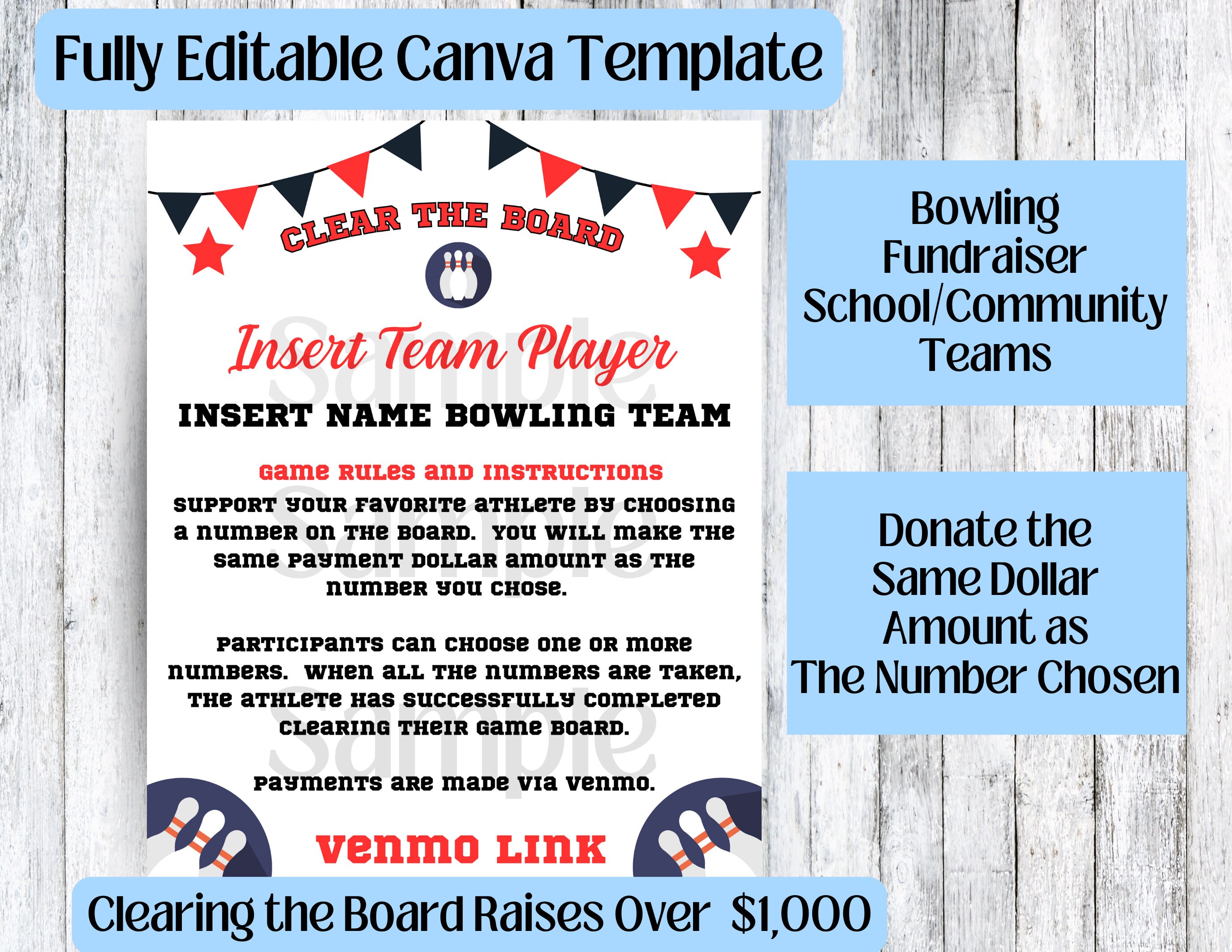 Bowling Fundraiser Clear the Board | Pick A Date to Donate | Black Out ...