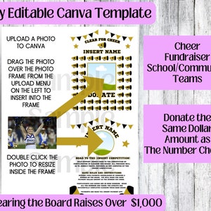 Cheer Fundraiser Clear the Board Add PHOTO | Pick Date Donate | Black ...