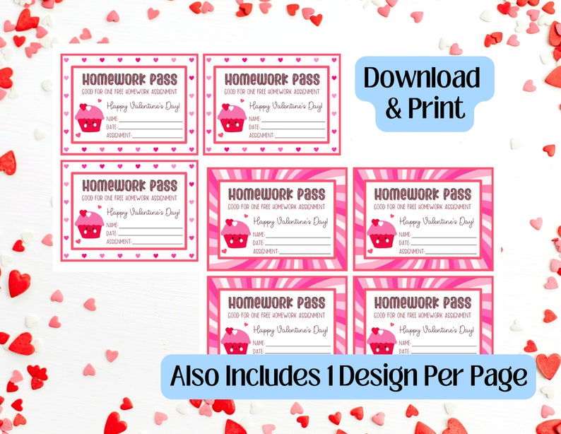 Valentine's Day Kids Homework Pass, Elementary School Teacher, Back to ...