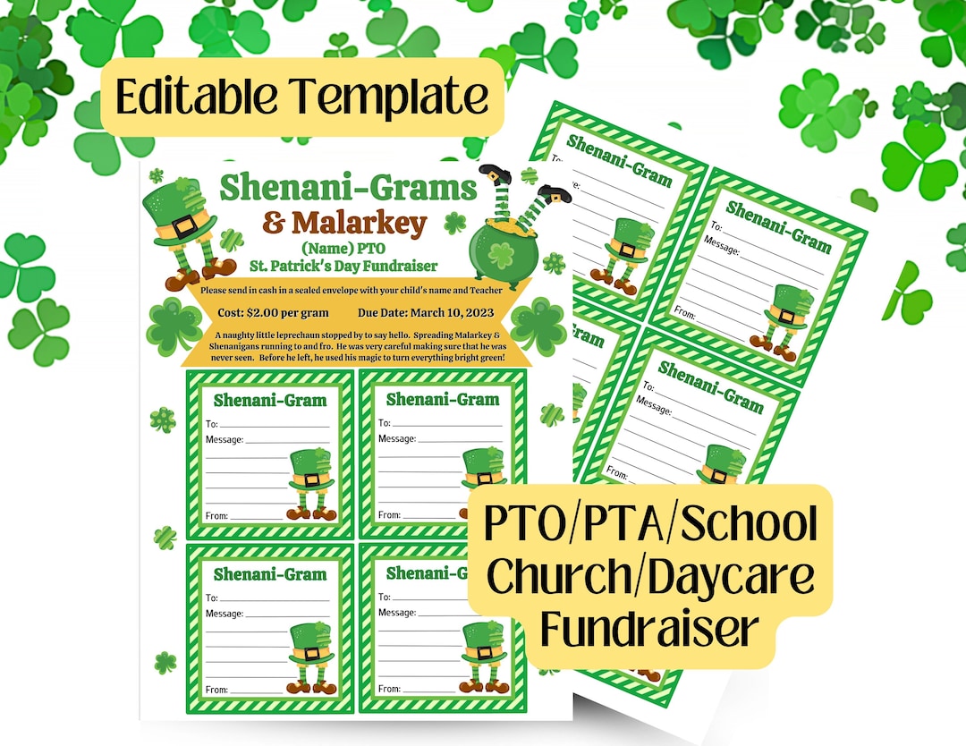 St. Patrick's Day Shenani-grams Candy Gram, School, Daycare Fundraiser ...