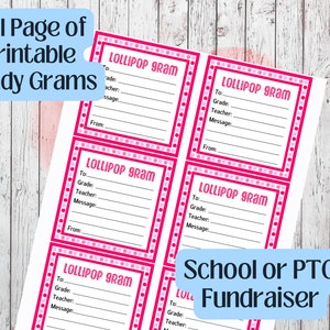 Valentine's Day Candy Gram Printable, School Daycare Fundraiser PTA PTO ...