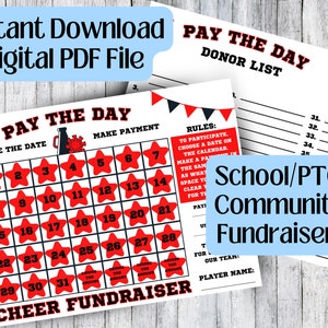 Pay the Day Cheer Team Fundraiser | Cash Calendar | School PTO ...