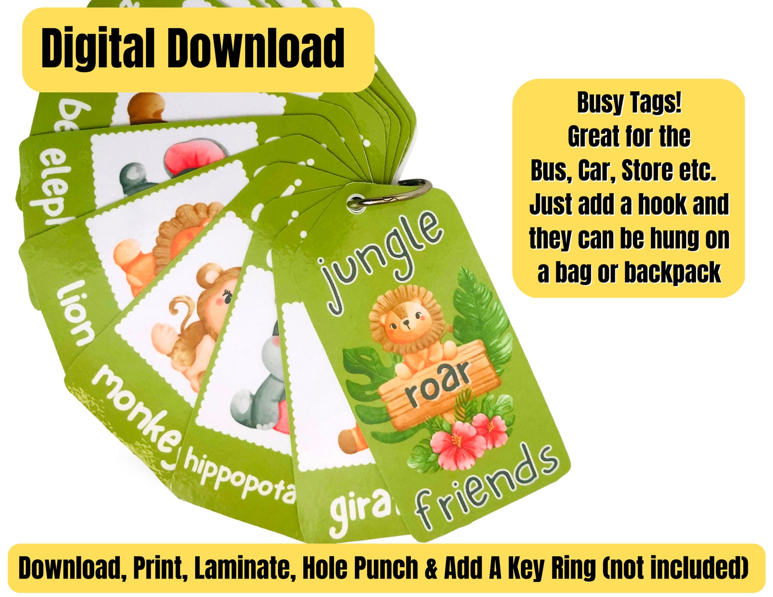 Jungle Busy Tags | Pre-school Cards | Autism Resources | Special Needs ...