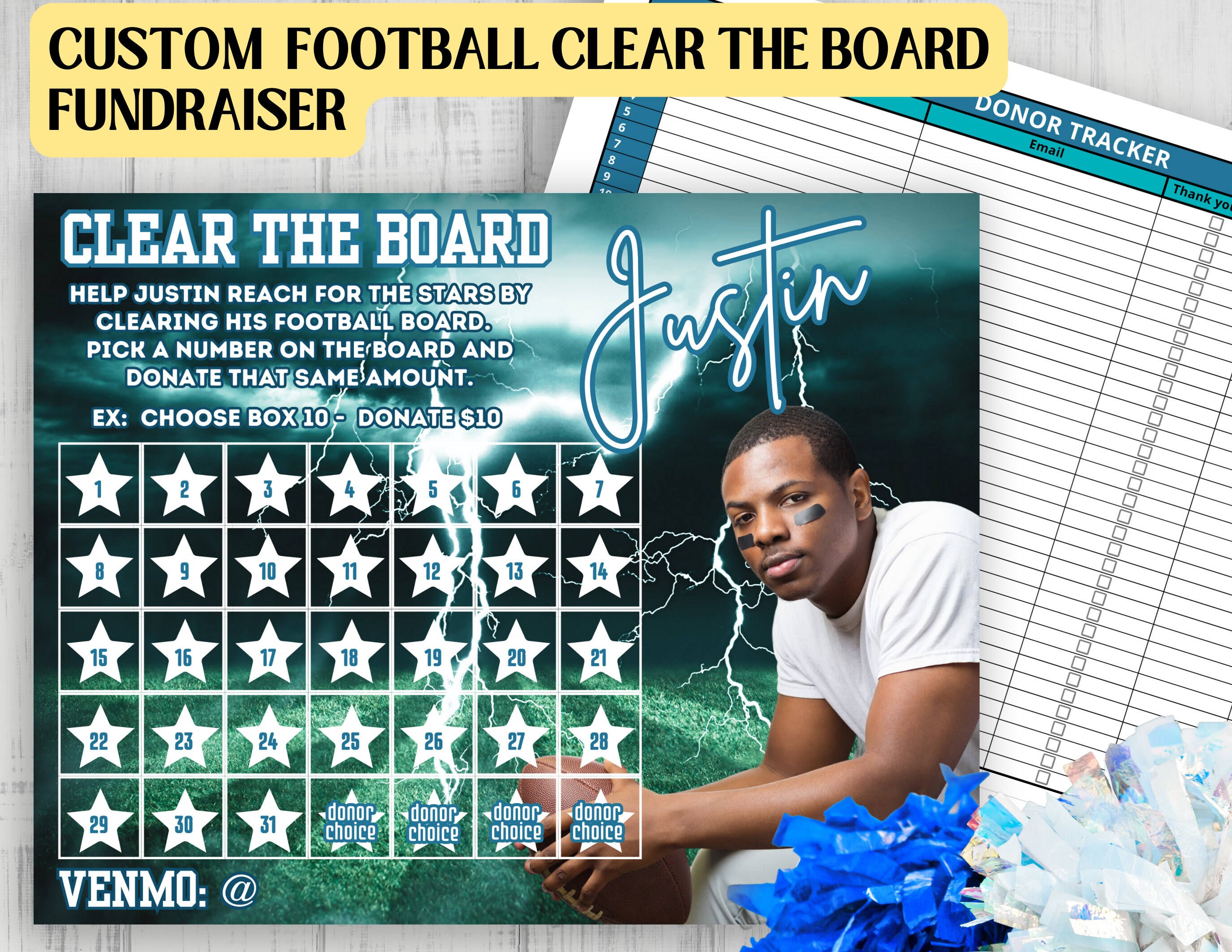 Clear the Board Football Custom Photo Fundraiser Pick A Date to Donate ...