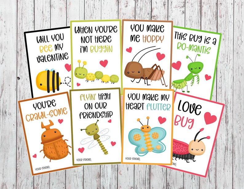 Cute Bugs Kids Valentines, School Valentine, Classroom Valentines ...