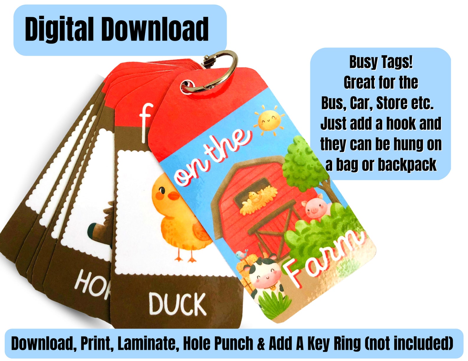 Farm Busy Tags | Pre-school Cards | Autism Resources | Special Needs ...