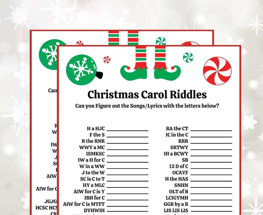 Christmas Carol Song Game, Letter Riddle, Carol Finish the Lyric Game ...