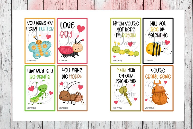 Cute Bugs Kids Valentines, School Valentine, Classroom Valentines ...