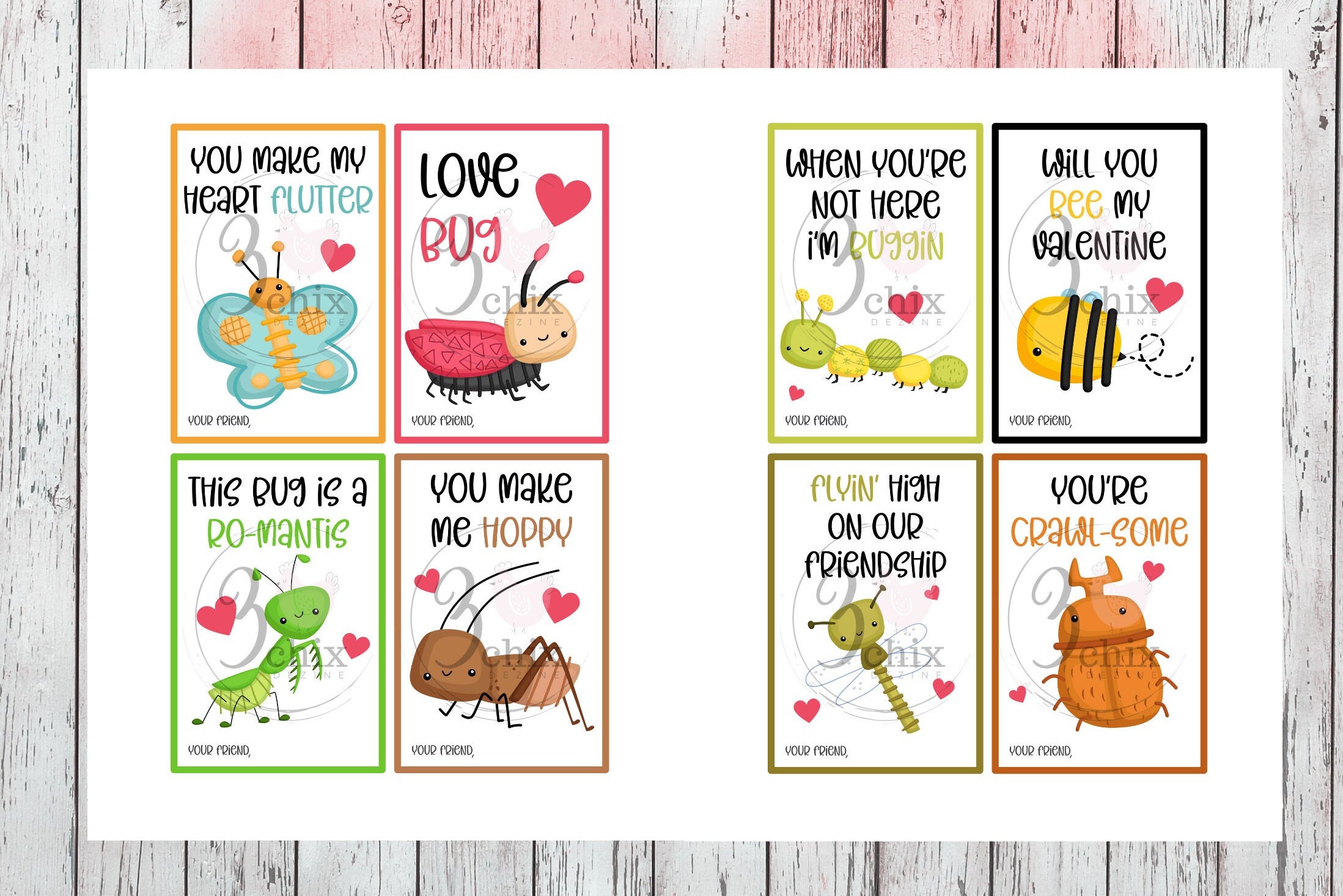 Cute Bugs Kids Valentines, School Valentine, Classroom Valentines ...