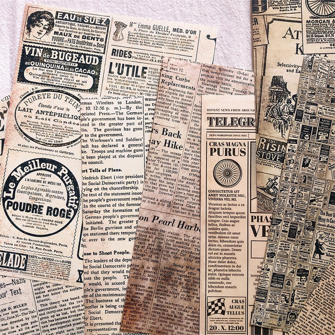 Newspaper Junk Journal Scrapbook Paper for DIY Crafts 10 - Etsy
