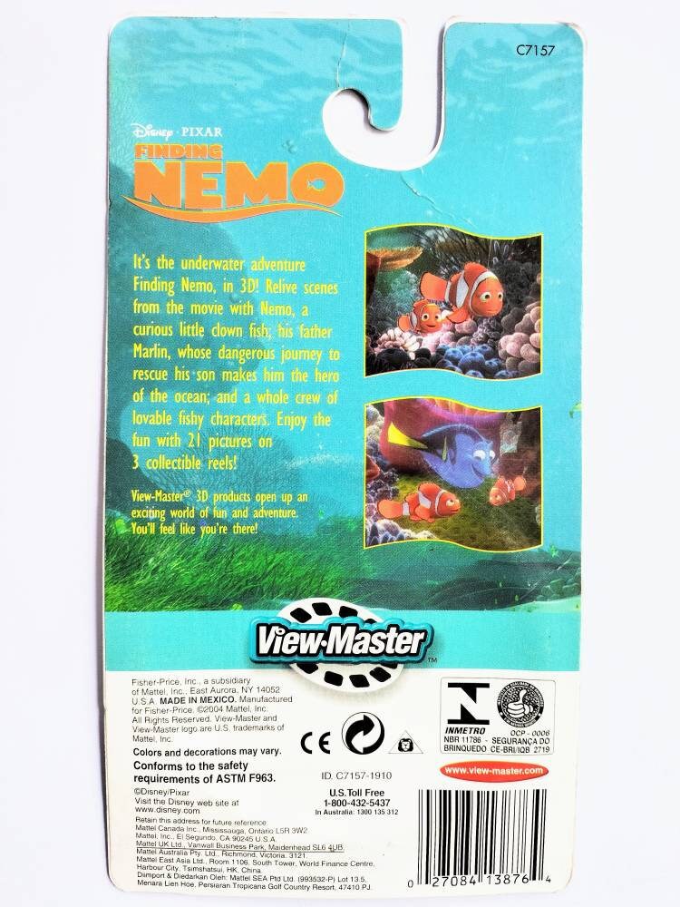 2004 Finding NEMO Mattel VIEW-MASTER Disney Pixar 3D Reels Factory ...