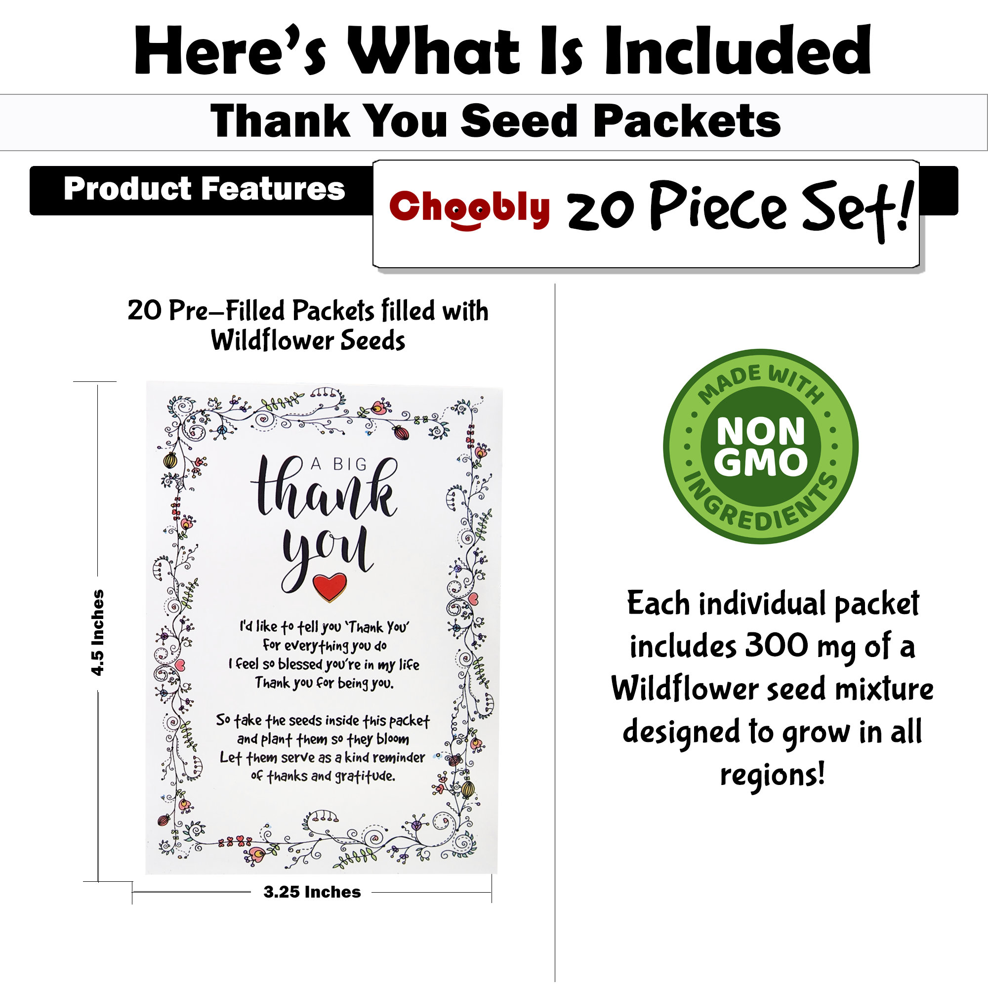 Thank You Seed Favors | 20 Pre-filled Wildflower Packets | Thanks ...
