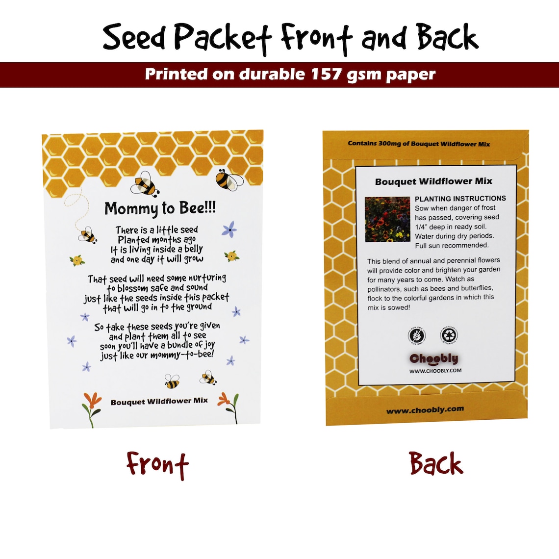 Mommy to Bee Seed Packets | Girl or Boy Baby Shower Favors for Guests ...