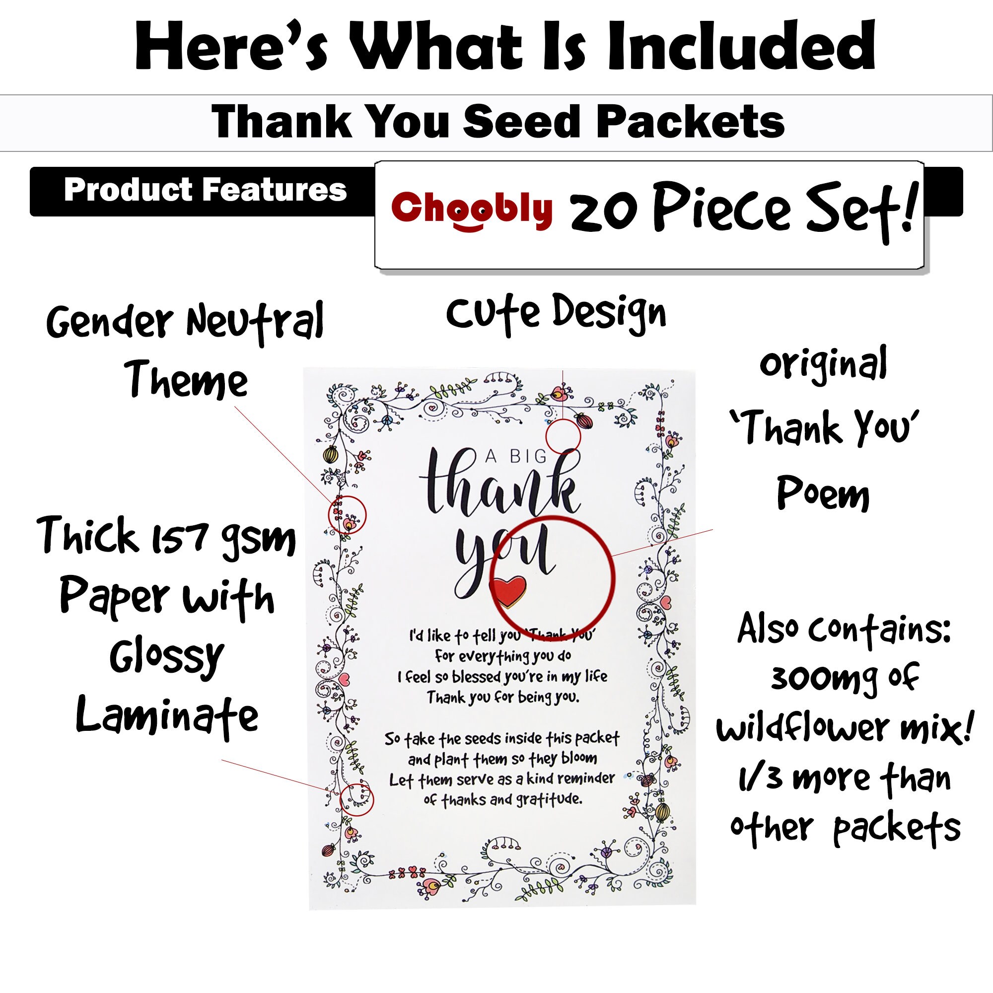 Thank You Seed Favors | 20 Pre-filled Wildflower Packets | Thanks ...