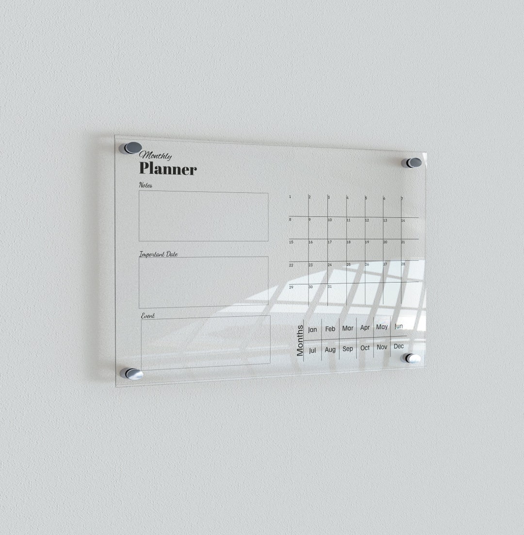 Acrylic Monthly Family Planner With 1 Marker Family Planner Set for ...