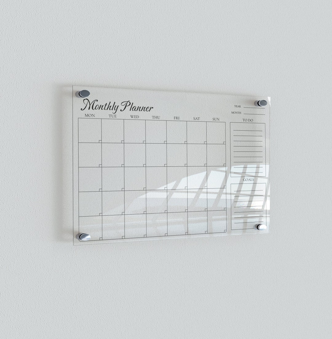 Acrylic Monthly Planner With 10 Markers Planner for Wall Dry Erase ...